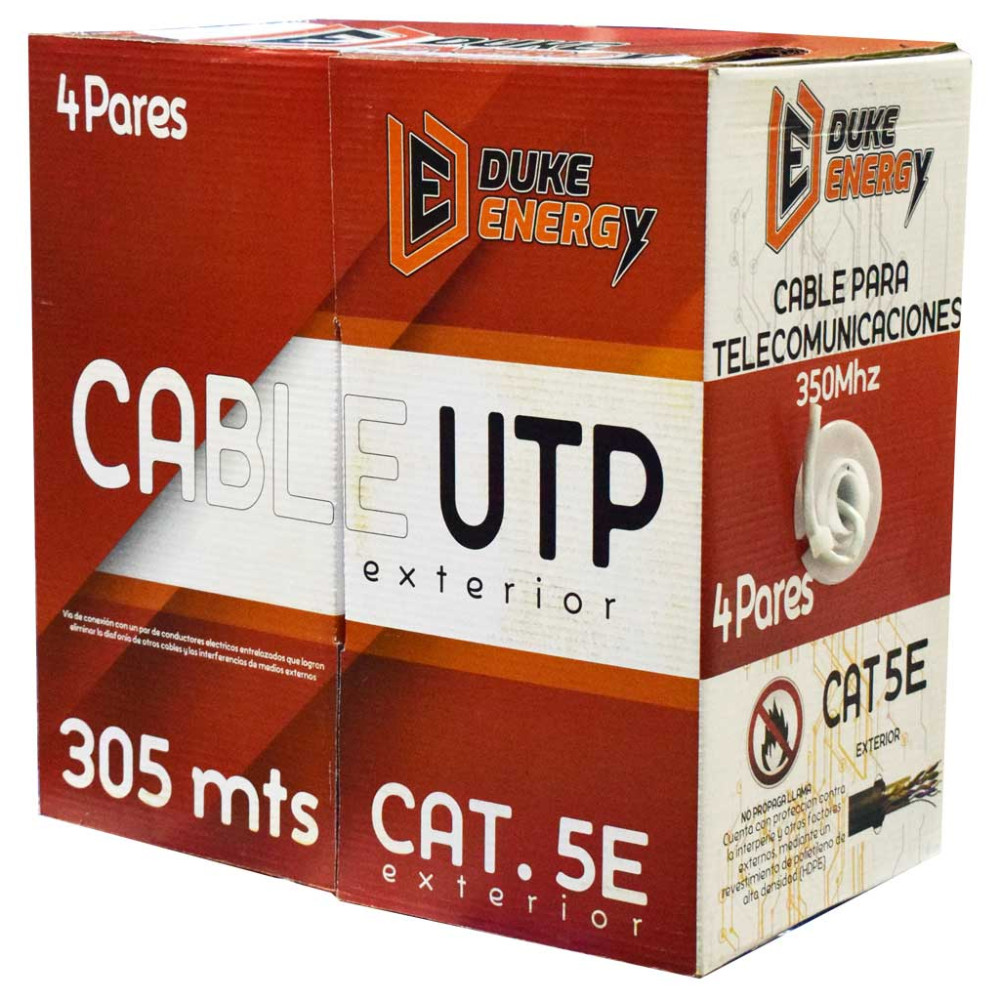 CABLE UTP NIVEL 5E BLANCO INTERIOR 4 PARES FINO DUKE ENERGY X 305 MTS ...